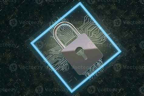 D Rendering Metal Lock With Digital Concept Background Stock Photo At Vecteezy