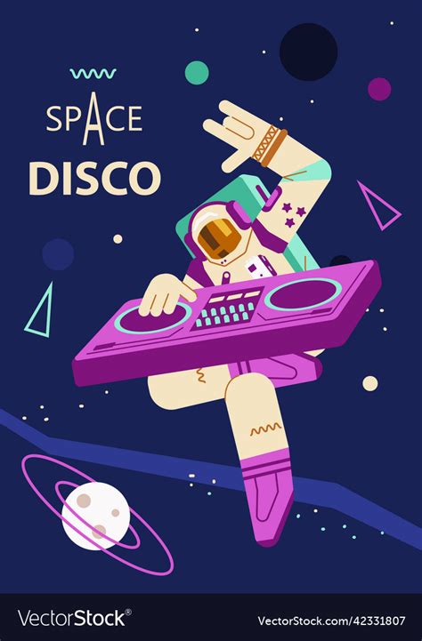 Astronaut Dance And Play Music On Dj Mixing Vector Image