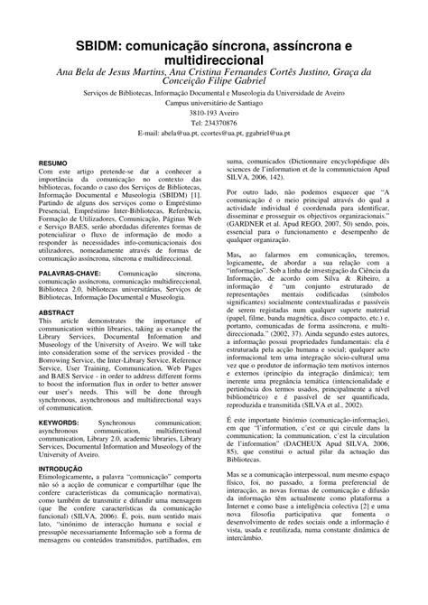 Pdf Sbidm Comunicação Síncrona Assíncrona E Multidireccional