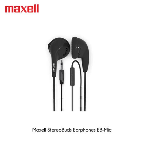 Maxell Earphone Stereo Earbuds Eb Mic Black Shopee Indonesia