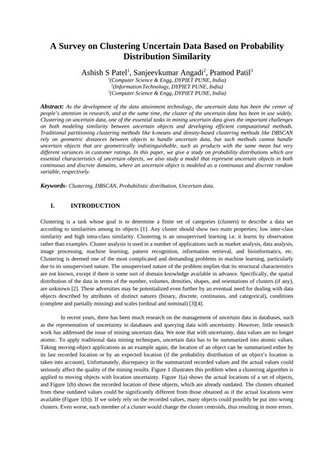 Pdf A Survey On Clustering Uncertain Data Based On Probability