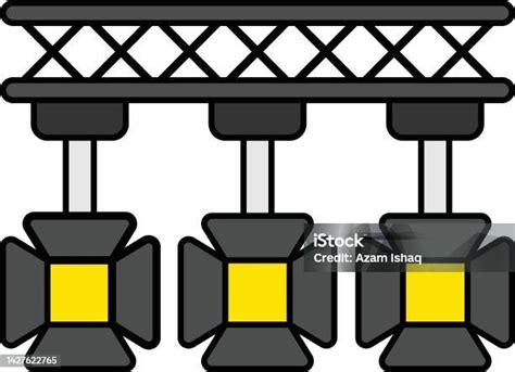 Three In Line Ellipsoidal Spotlight Vector Color Icon Design Ensemble