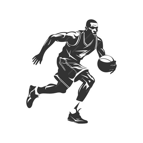 Силуэт баскетболиста векторная иллюстрация Премиум векторы