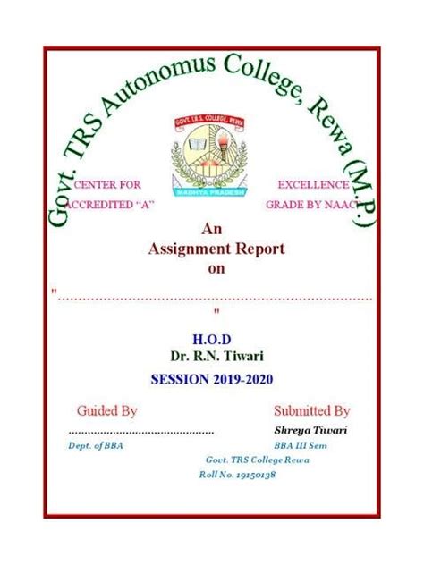 Certificate For Assignment Report