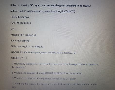 Solved Refer To Following SQL Query And Answer The Given Chegg