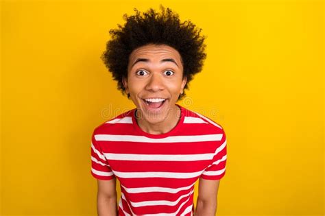 Photo Of Impressed Shocked Guy Dressed Red T Shirt Smiling Open Mouth