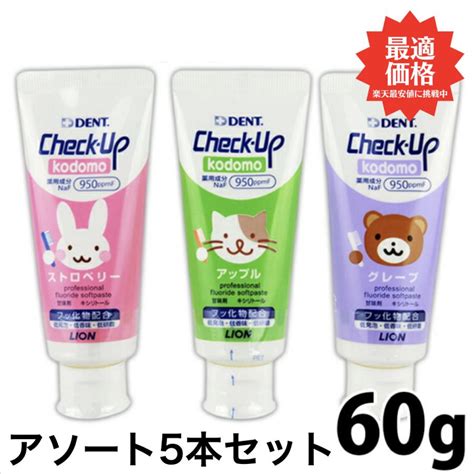 チェックアップ 選べる5本セット ライオン Kodomo こども 60gアソート 5本セット ハミガキ粉 チェックアップ Jyoho