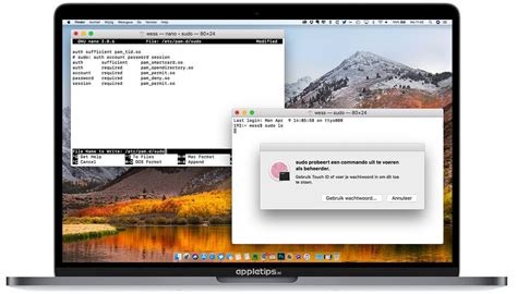 terminal touch id gebruiken voor sudo autorisatie appletips