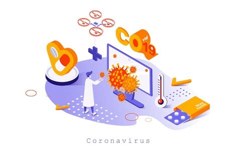 Premium Vector Coronavirus Concept In D Isometric Design Scientist Researches Virus And