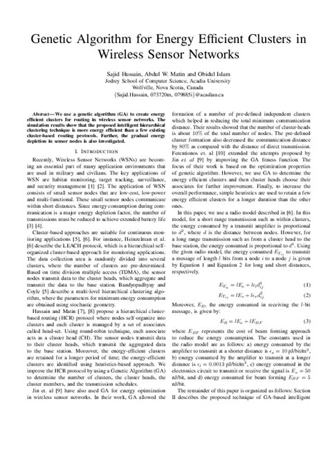 pdf genetic algorithm for energy efficient clusters in wireless