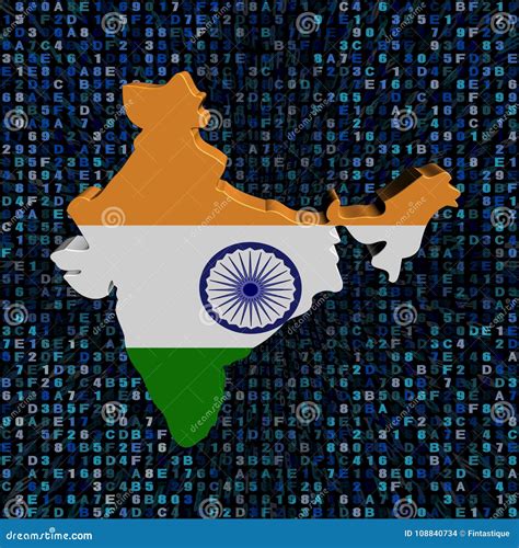 India Map Flag On Hex Code Illustration Stock Illustration Illustration Of Country Technology