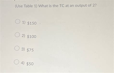 Use Table What Is The TC At An Output Of Chegg