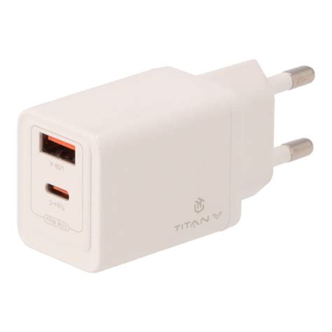 อะแดปเตอร์ Titanv Wall Charger 1 Usb A 1 Usb C 33w Gan Ti Wc04 White