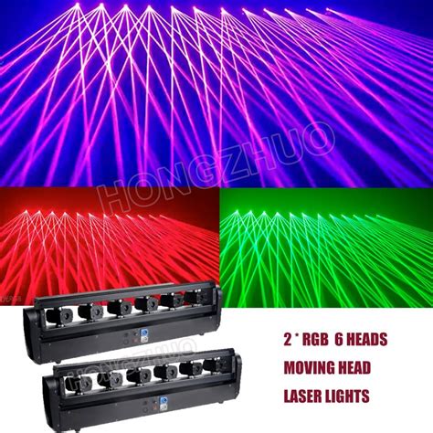 Free Shipping 2pcs Lot 3w Rgb Full Color 6 Heads Beam Moving Head Laser