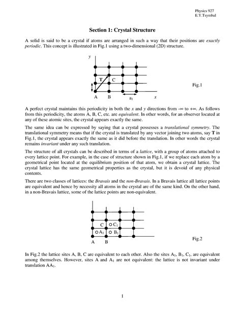 Section 01 Crystal Structure E Y Section 1 Crystal Structure A Solid Is Said To Be A Crystal