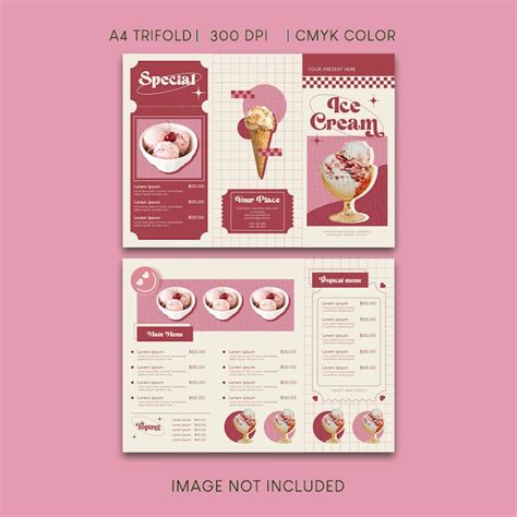 Premium Psd Ice Cream Menu Trifold Brochure
