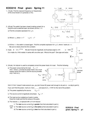 Fillable Online Ece Utah ECE2210 Final Given Spring 11 R 100 Ece Utah Fax Email Print PdfFiller