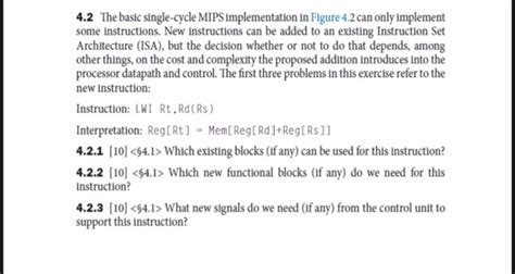 Solved 42 The Basic Single Cycle Mips Implementation In