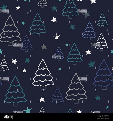 Winter Forest Seamless Scandinavian Pattern Dark Texture With A