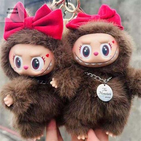 Alyssa Red Bowknot Zimomo Leader Bow Labubu Zimomo Plush Doll With Necklace Cartoon Keychain