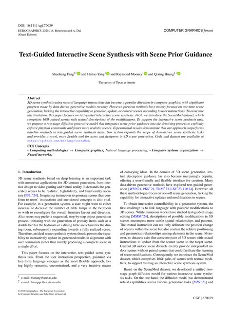 Text‐guided Interactive Scene Synthesis With Scene Prior Guidance Request Pdf