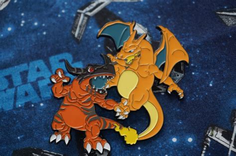 Pokemon X Digimon Charizard Vs Greymon Large Size Enamel Pin 4668394612