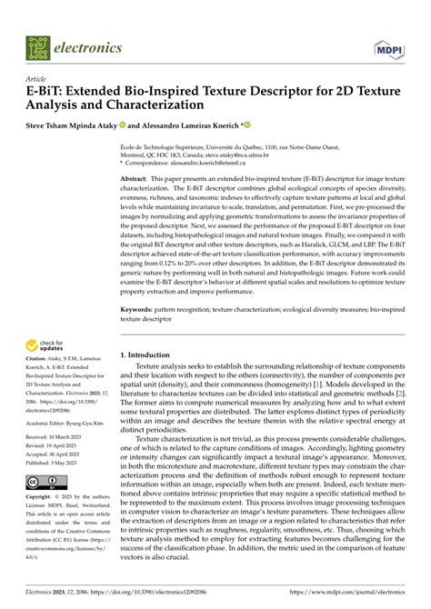 Pdf E Bit Extended Bio Inspired Texture Descriptor For 2d Texture Analysis And Characterization