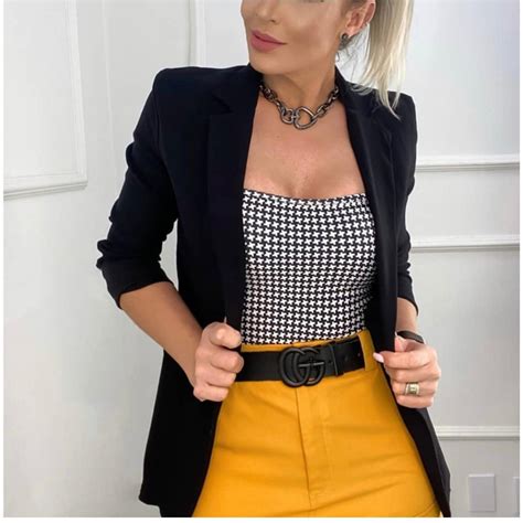 Blazer Alongado Feminino Max Acinturado Shopee Brasil