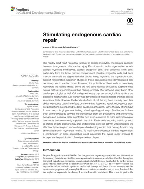 Pdf Stimulating Endogenous Cardiac Repair
