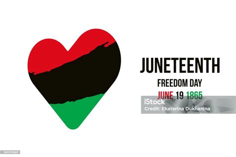 준틴스 독립기념일 자유 또는 해방의 날 매년 미국 공휴일입니다 깃발 형태의 하트 실루엣 포스터 인사말 카드 배너 및 배경 벡터