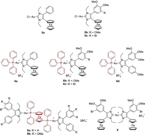 Structures Of The Bimetallic Ferrocene‐based Nhc Goldi Complexes Used