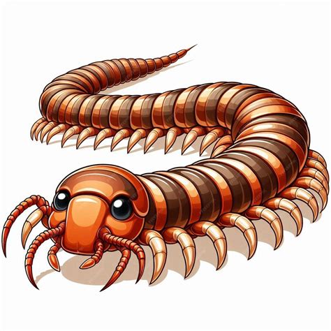 Cute Centipede Vector Cartoon Illustration White Background Premium