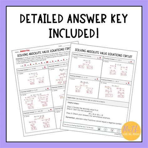 Solving Absolute Value Equations Differentiated Circuit Worksheet Algebra 2