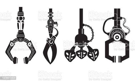 흰색 배경에 설정 된 로봇 발톱 게임 아이콘 공장에서 로봇 발톱을 그립 만화 개념 벡터 발톱 게임 장치의 그림 갈고리 발톱에 대한 스톡 벡터 아트 및 기타 이미지 Istock