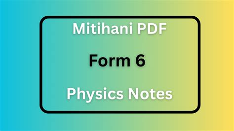 Form Six Physics Notes All Topics Pdf Download