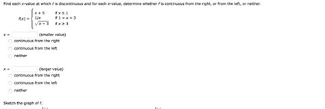 Solved Find Each X Value At Which Fis Discontinuous And For Chegg