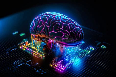 Ai Chipset With Human Brain On Computer Circuit Board Artificial