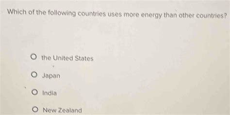 Solved Which Of The Following Countries Uses More Energy Than Other
