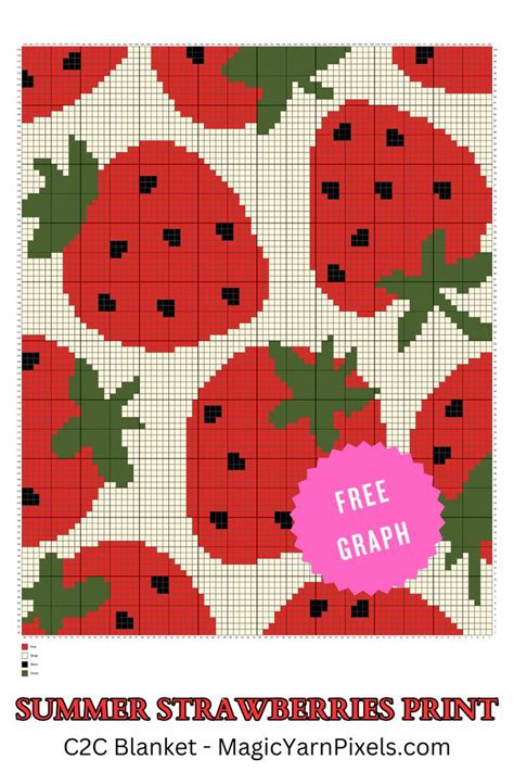 Summer Strawberries Print Free Graph Magic Yarn Pixels In 2024