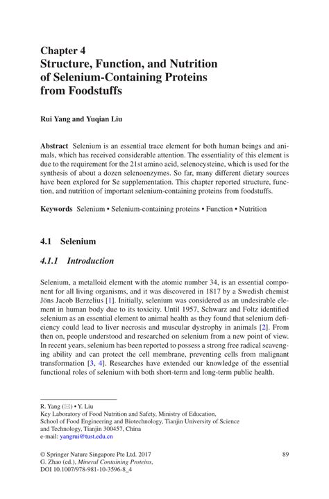 PDF Structure Function And Nutrition Of Selenium Containing Proteins From Foodstuffs