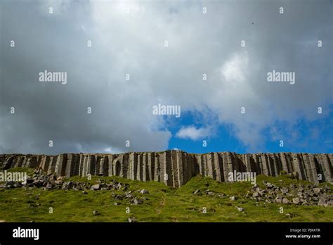 Iceland Snaefellsnes Peninsula Gerðuberg Cliffs Basalt Columns Over