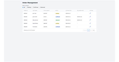 Order Management Dashboard Free React Tailwind Component