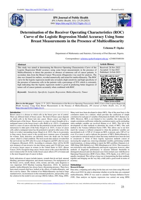 pdf determination of the receiver operating characteristics roc