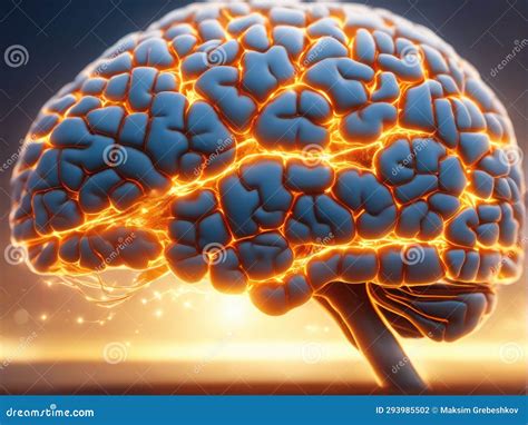 Brain Showing Neurons Firing And Neural Extensions Stock Illustration