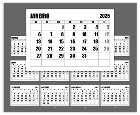 Calendário Mensal 2025 Para Imprimir