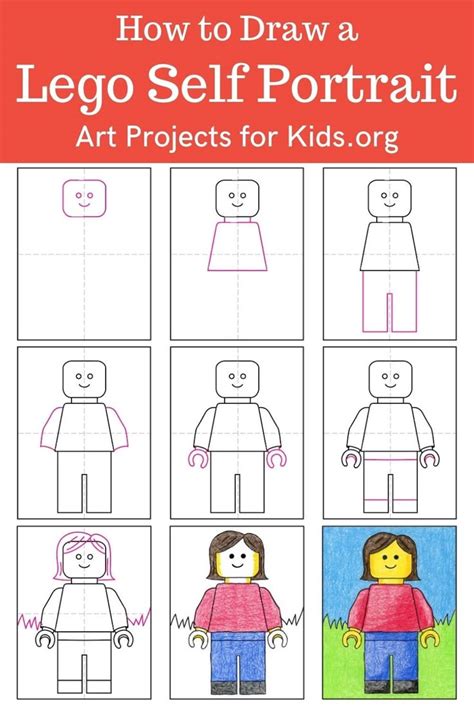 Easy How To Draw A Lego Self Portrait Tutorial Video And Lego Coloring Page Lego Portrait