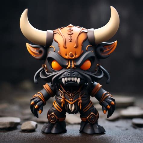 Premium Photo Detailed Black Orange And White Wolf Toy With Devilcore