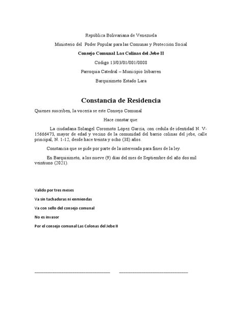 Carta De Residencia Pdf