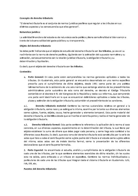 Generalidades Derecho Tributario Concepto De Derecho Tributario “el