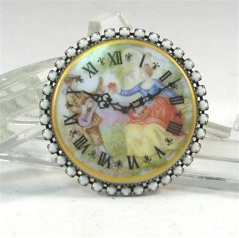 Porcelain Cameo Clock Face Brooch With Chalk Vintagecreekside
